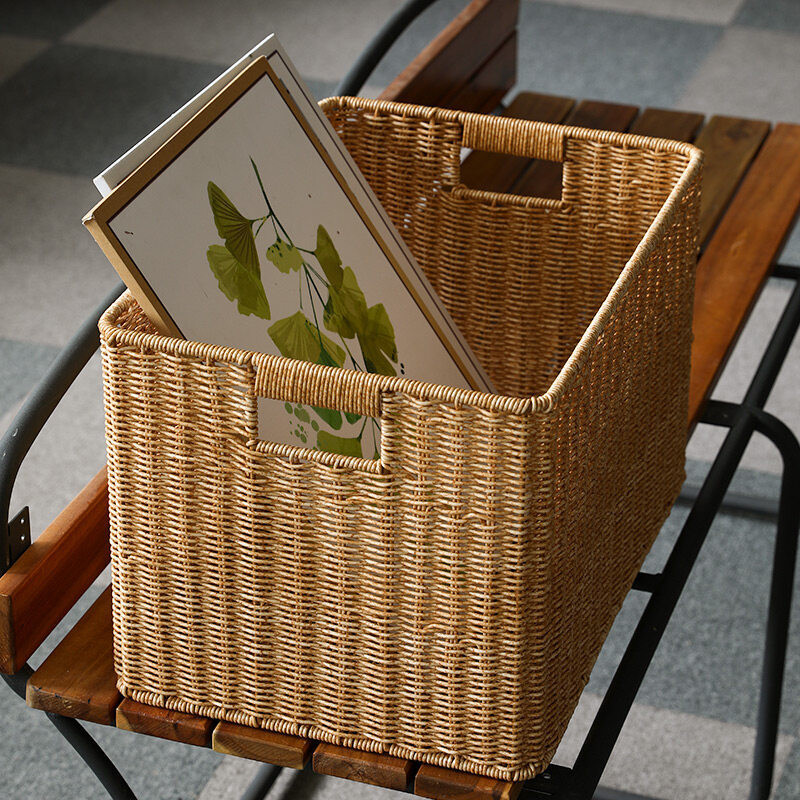Faux Rattan Storage Basket Food Storage Basket With Handles For ...