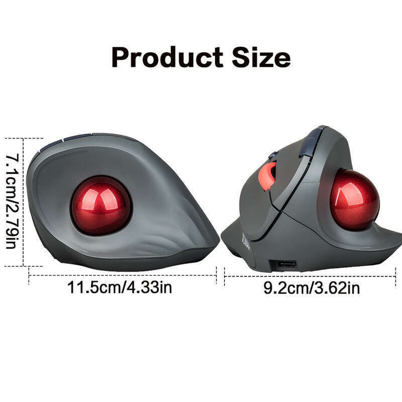 JOMAA Vertical Trackball Mouse Rechargeable 2.4G USB Wireless ...