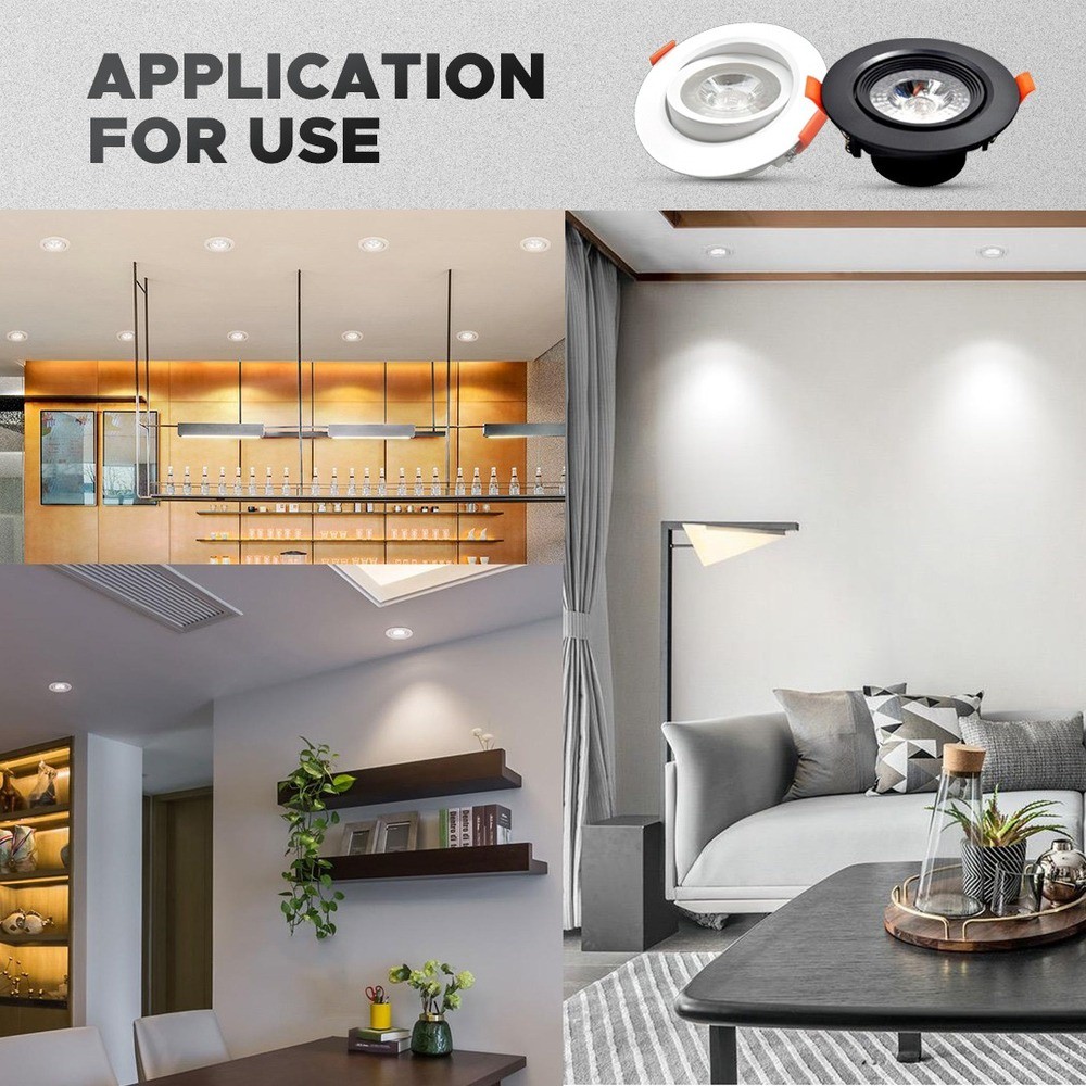 LED Eyeball 3W/7W Black/White LED Recessed Spotlight 240V 3 Colour LED ...