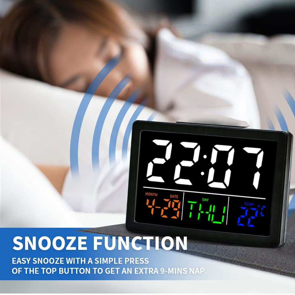 Digital Music Alarm Clock 8 Ringtones with Snooze Function 5.3" Large ...