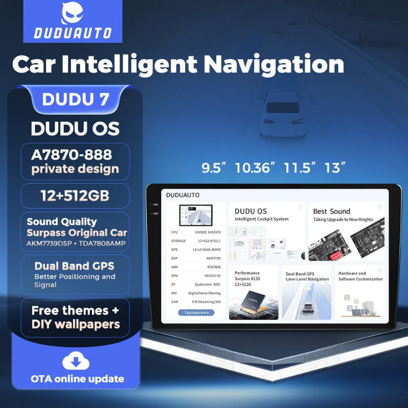 DUDUAUTO DUDU7 UIS7870 Car Radio 12G+512G AKM7739 For Toyota Honda Kia Nissan Android 13 ...