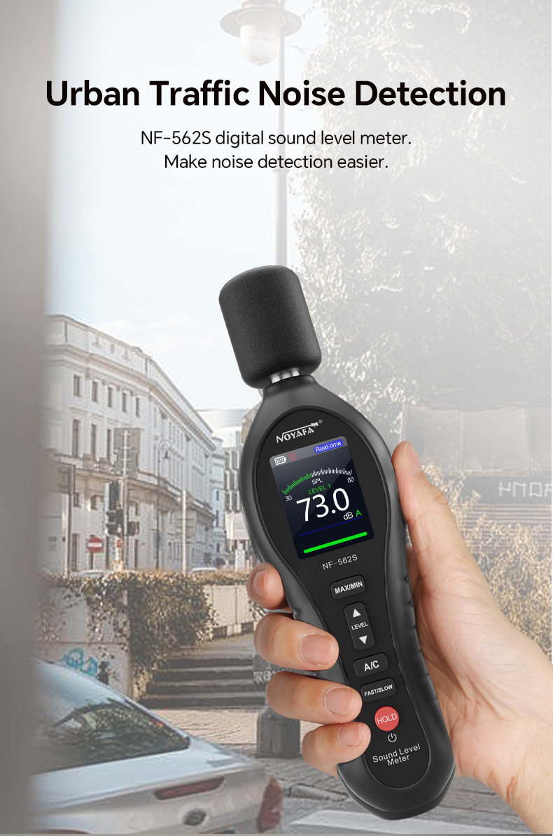 NOYAFA NF-562S Professional Digital Sound Level Meter 30-130dB Decibels High-precision color ...