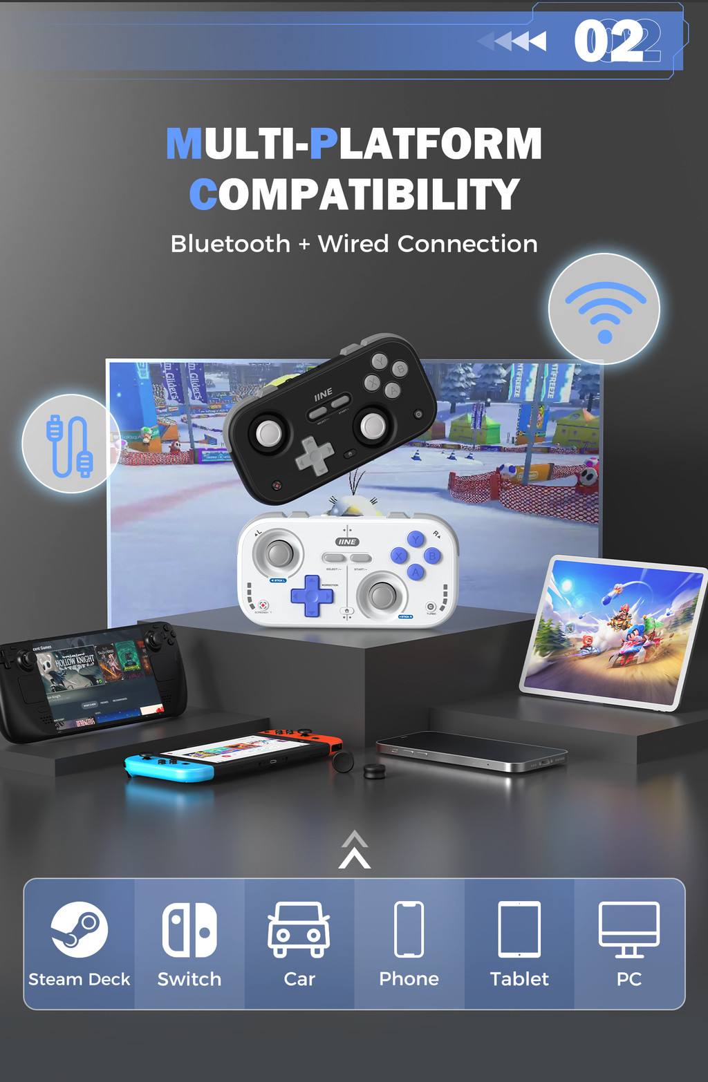 IINE Retro Pocket Game Controller /Compact & Portable Hall Joysticks ...