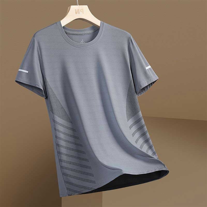 Ice Silk Men's Dri-fit Shirt Fashion Quick-Dry Solid Color Training ...