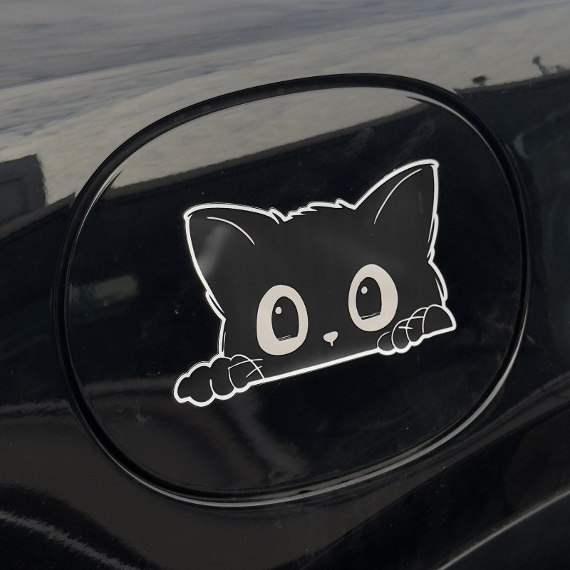 Black Cat Car Stickers Scratch-Resistant PVC Decal, Cute Cartoon Design ...
