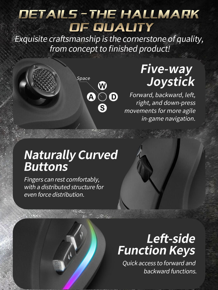 Wired Wireless Vertical Mouse with jostik Gaming Mouse Rgb Backlit ...