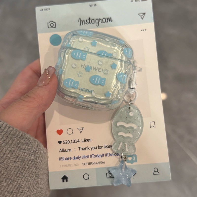 INS Cute Ocean Fish Star Pendant Case For Apple Airpods 1 2 Pro 3 Blue ...