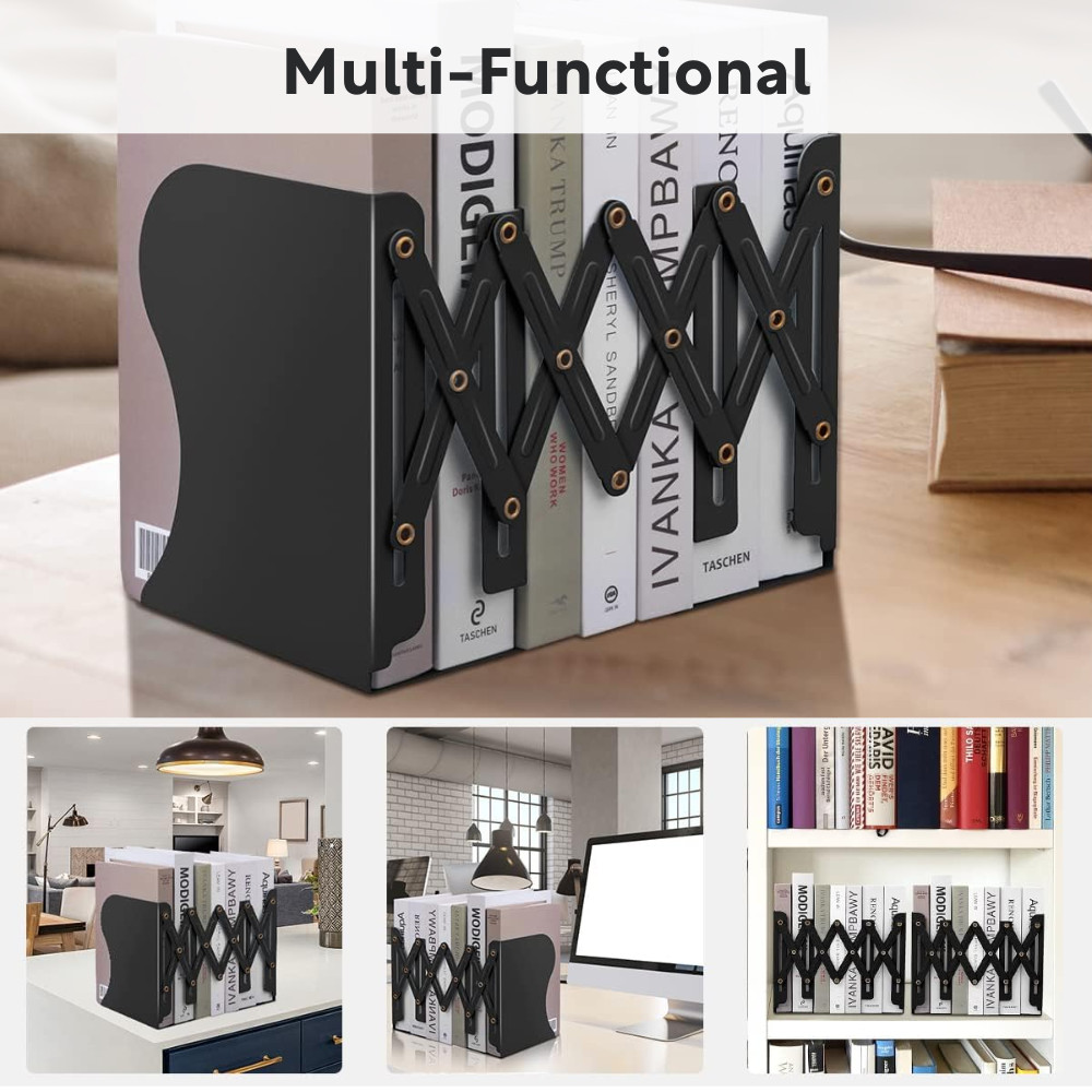 Adjustable File Stand Expandable Metal Book Holder Foldable Book Rack ...