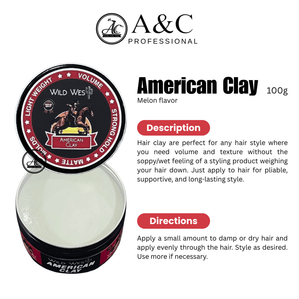 Wild West American Styling Pomade / Mud / Clay 100g 发廊专业造型发泥发蜡发油 Barber ...