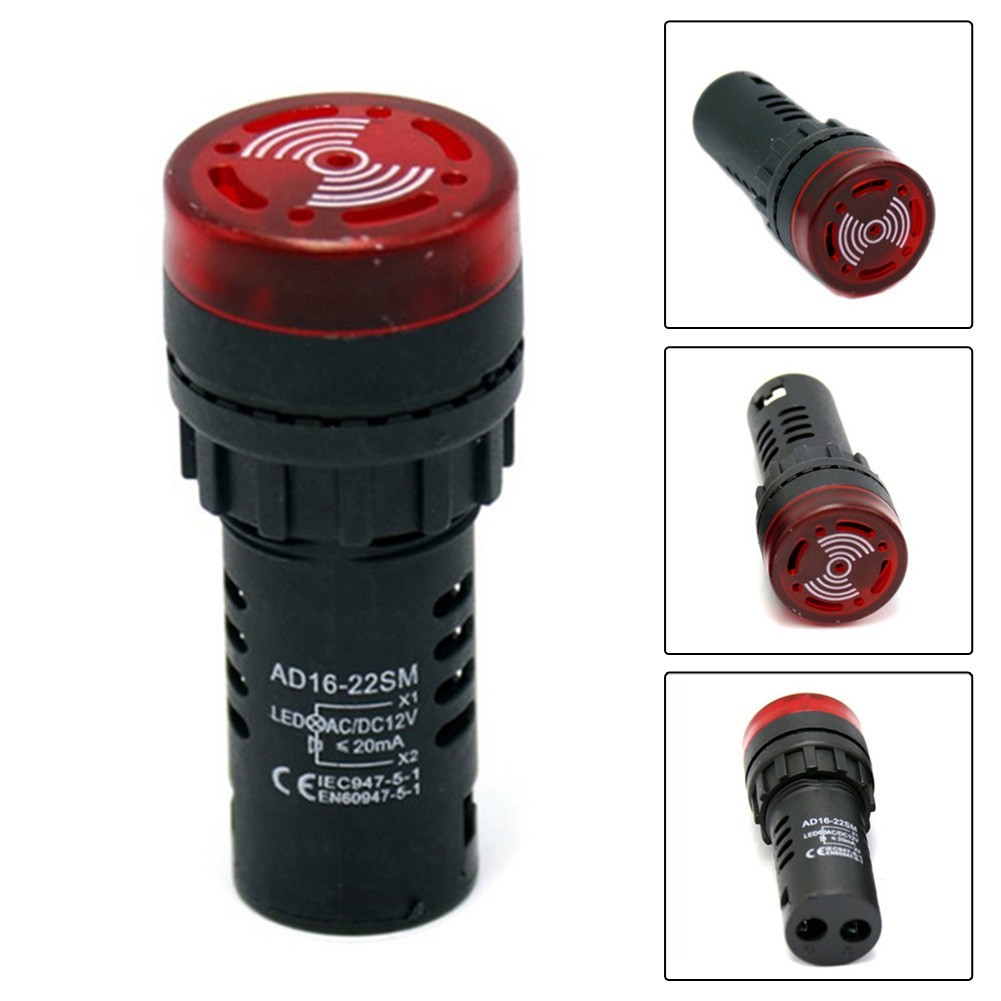 [HME] AD16-22SM sound light alarm AC/DC12V 24V 220V flash buzzer red 22MM signal light | Shopee ...