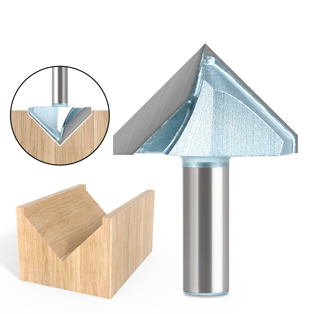 Large 90 Degree V-Groove Router Bit, 12mm Shank V Shape Milling Cutter ...