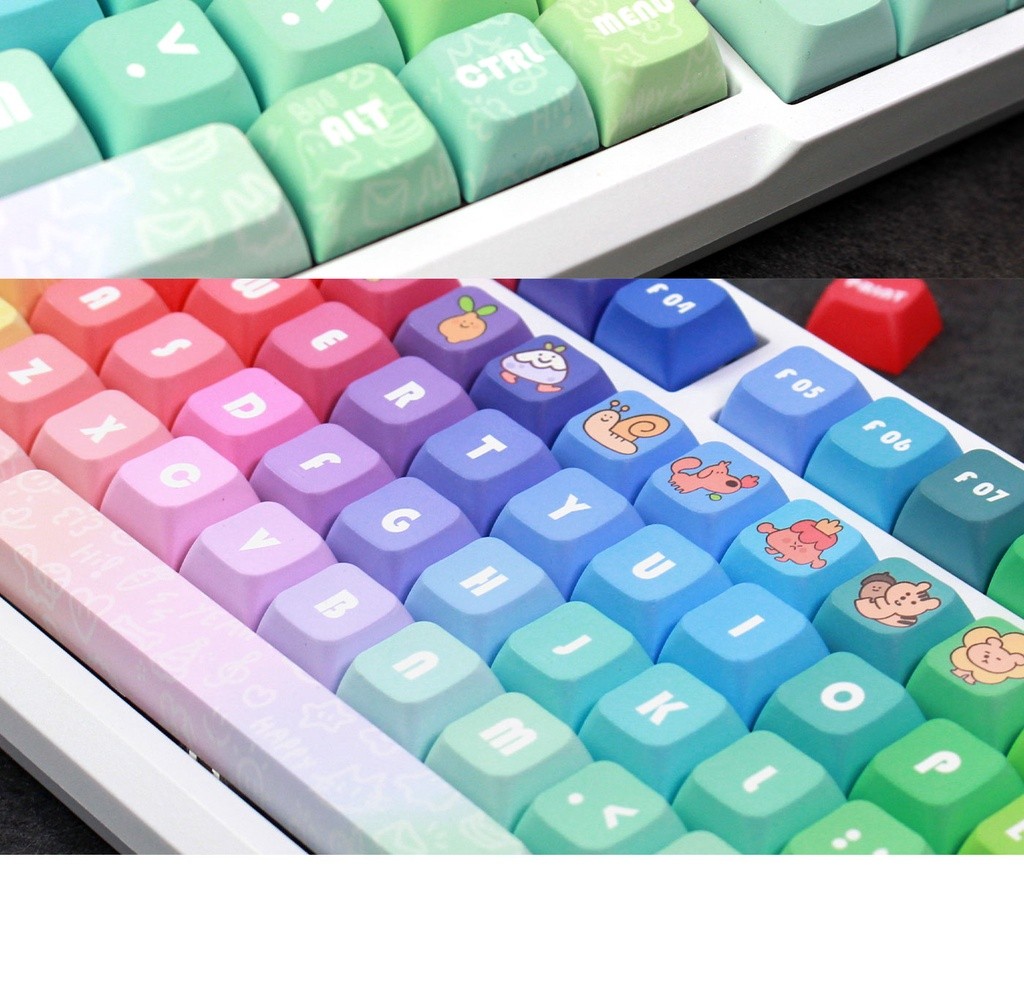 2025 New MOA Rainbow Candy macaron Morandi Gradient Keycaps PBT Sublimation Dopamine Color ...