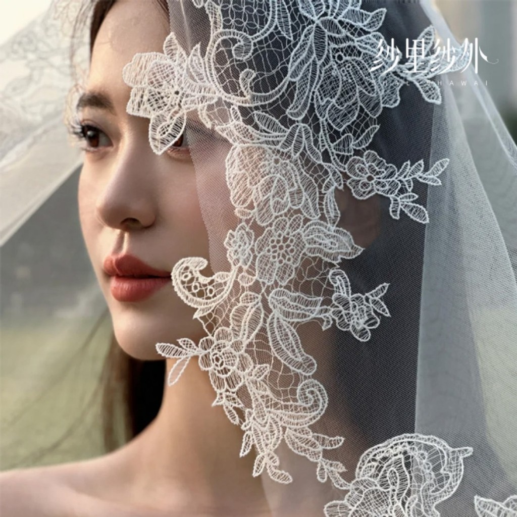 New Korean Retro Lace Long Trailing Veil, High-end Wedding Photo ...