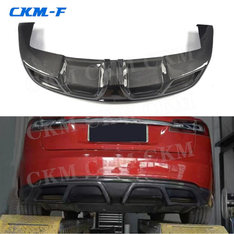 Carbon Fiber Rear Diffuser Lip Spoiler for Tesla Model S 2012 2013 2014 ...