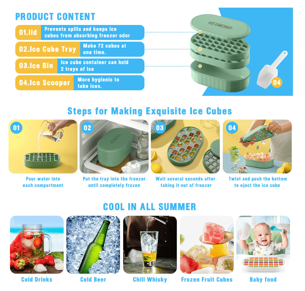 BPA-Free Easy-Release Ice Cube Tray Twin-Pack with Stackable Lids ...