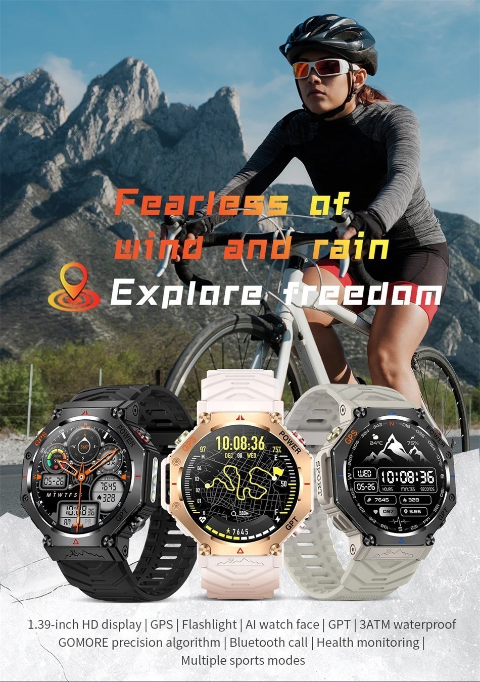 2025 ChatGPT AI assistant Smart Watch 5ATM Waterproof GPS Built-in Dual ...