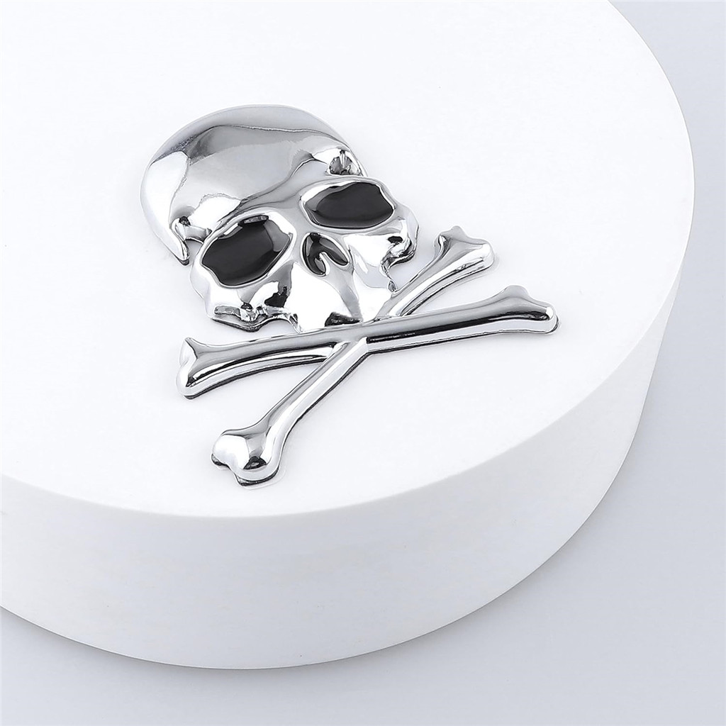 1x Skull Crossbone Car 3D Emblem Logo Metal Badge Sticker Decal ...