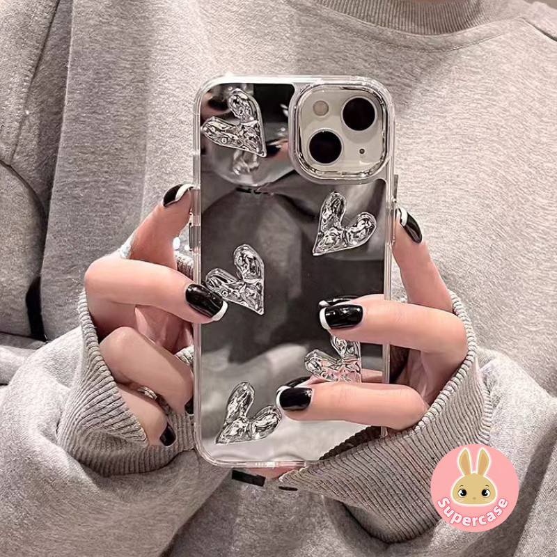 ins Style Silver Love Mirror Phone Case For OnePlus 13R 13 12 12R 11R ...