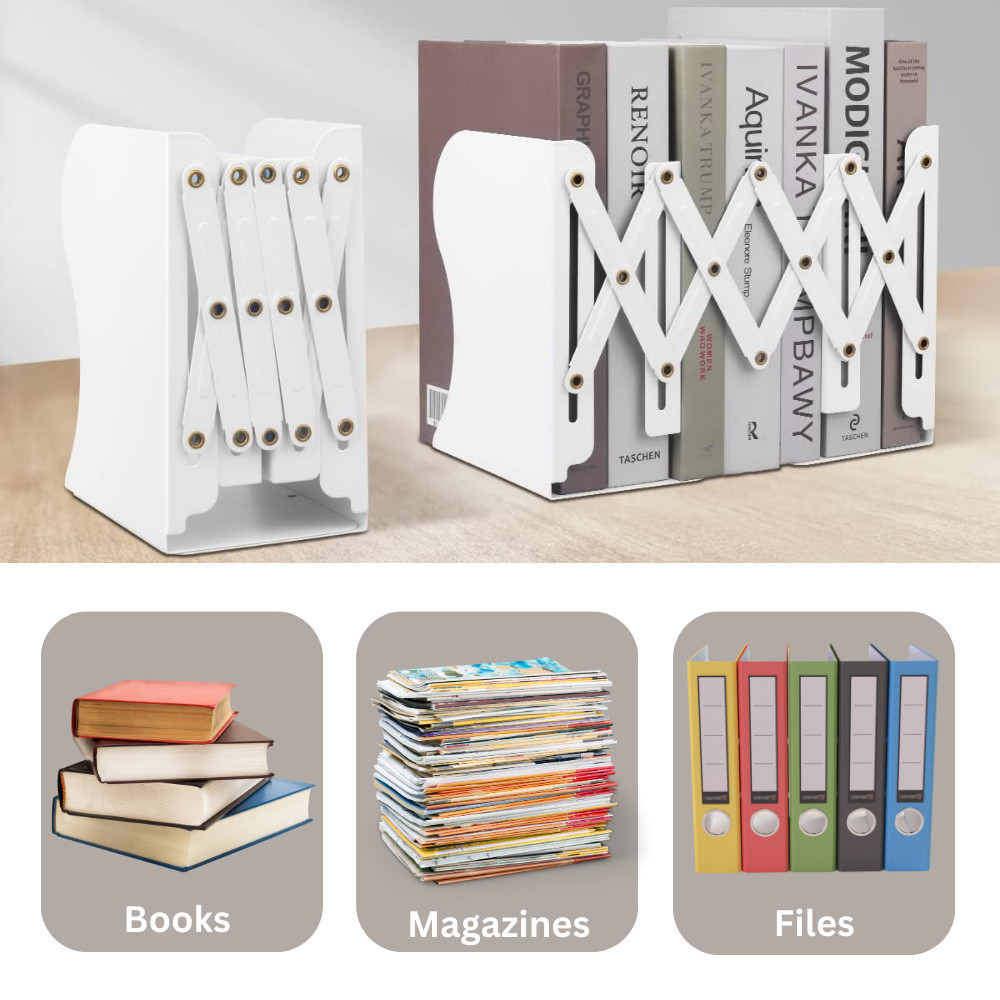 SAVE Adjustable File Stand Expandable Metal Book Holder Foldable Book ...