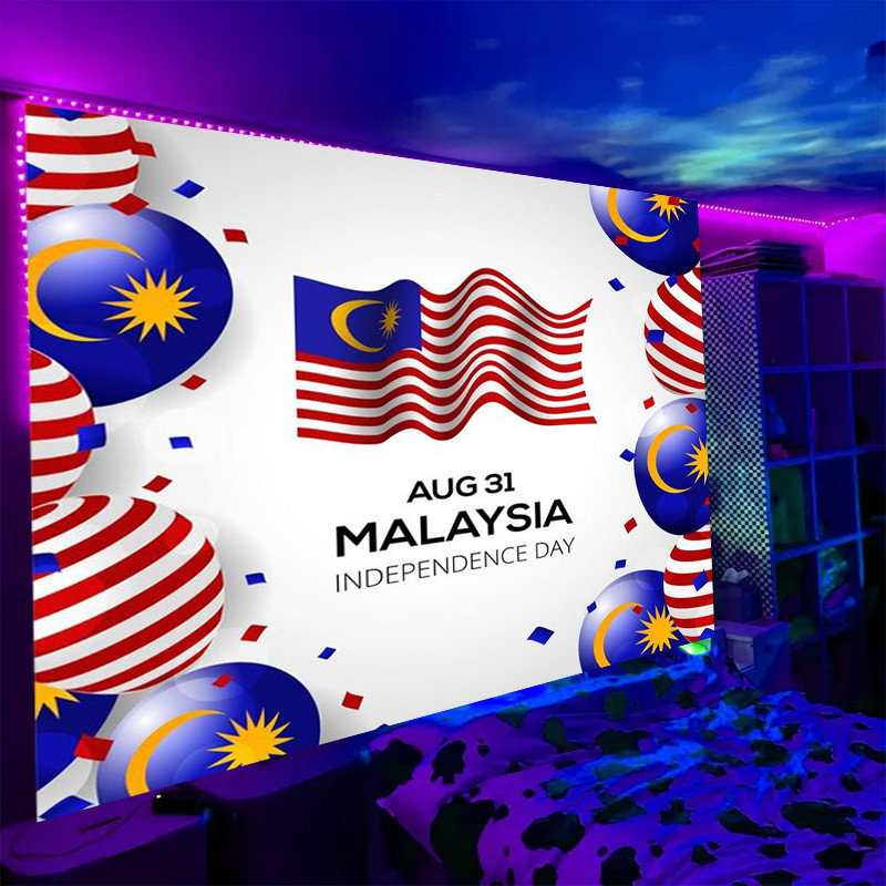 Ready Stock Flying Glory! Malaysian flag Merdeka tapestr, showing the ...
