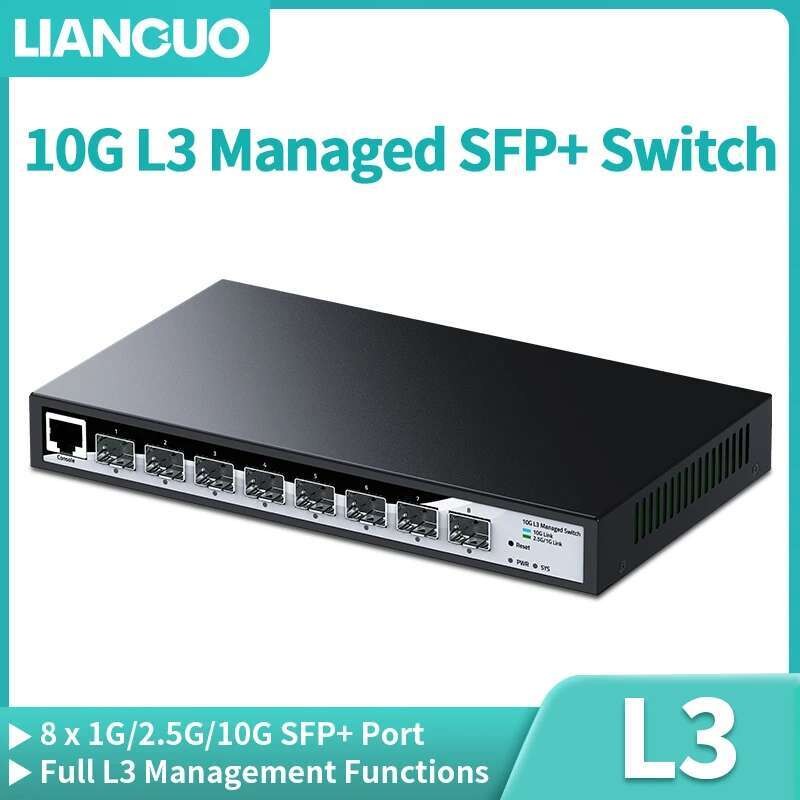 LIANGUO 10Gb L3 Managed SFP+ Network Switch 8 Port 1G/2.5G/10G SFP Web ...