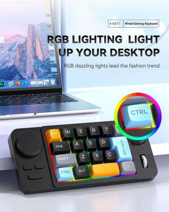 JOMAA Programmable Wired Mechanical Keyboard with Volume Scroll Wheel ...