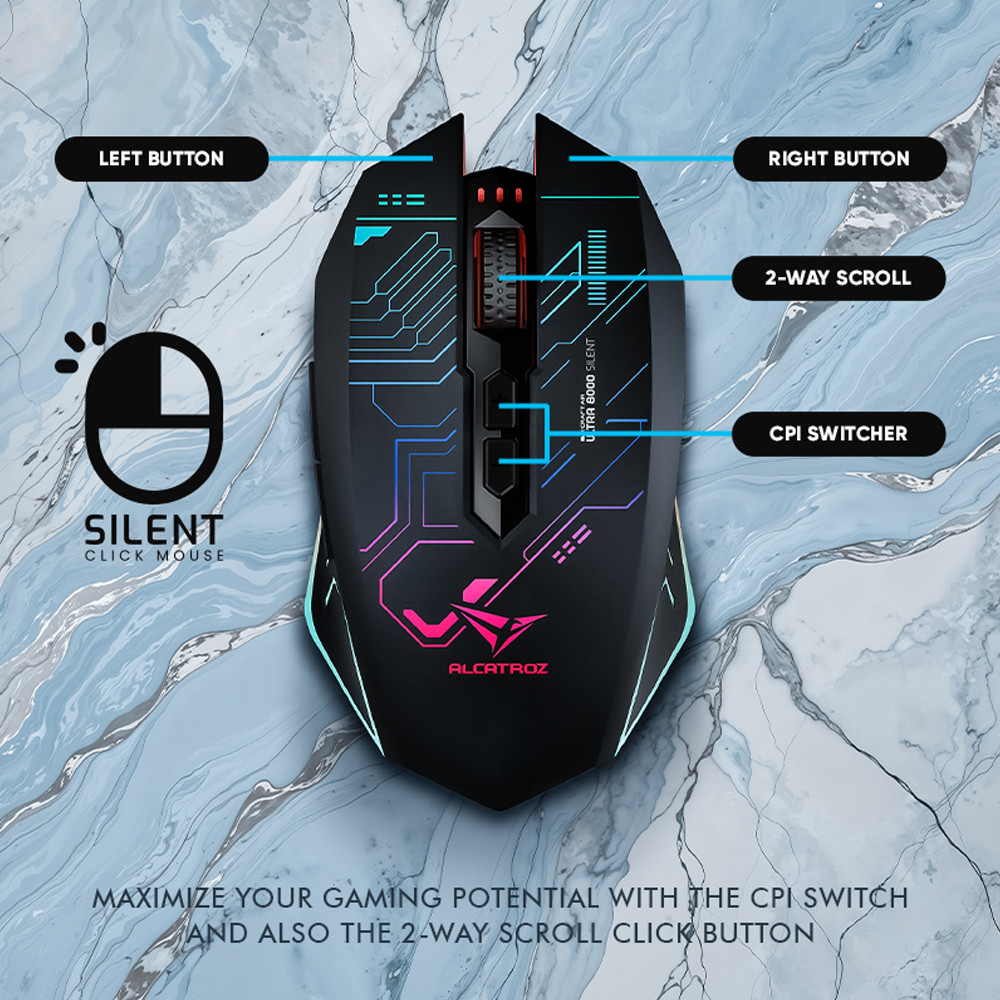 Alcatroz X-Craft Air Ultra Silent Wireless Gaming Mouse | 3200 CPI ...