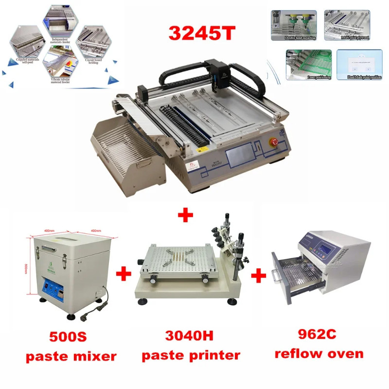 Desktop SMT Pick Place Machine 2 Heads ZB3245T Solder Paste Mixer ...