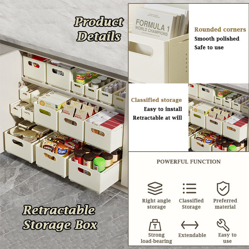 GDeal Retractable Cabinet Storage Box Pull Out Kitchen Desktop Snack ...