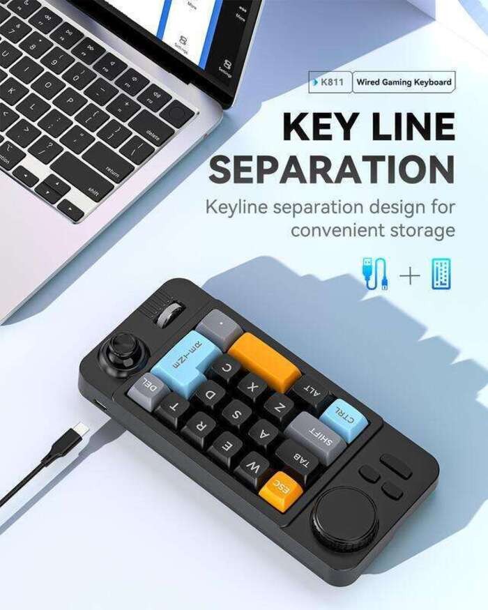 JOMAA Programmable Wired Mechanical Keyboard with Volume Scroll Wheel ...