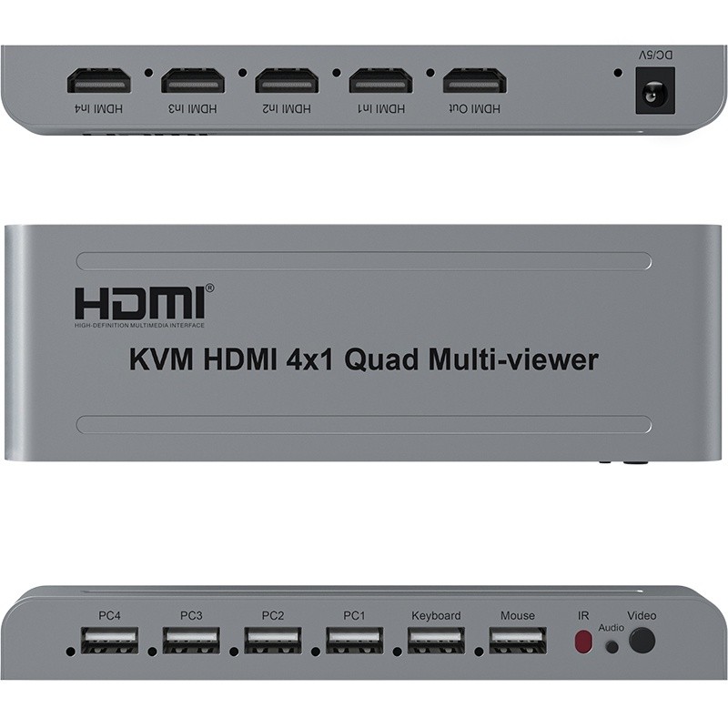 KVM HDMI 4X1 Quad Multi Viewer Switch 4 in 1 out Vedio Processor Screen ...
