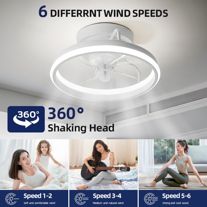 2 In 1 Small 13.5 Inchs Electric Ceiling Fan Light 360° Rotation ...