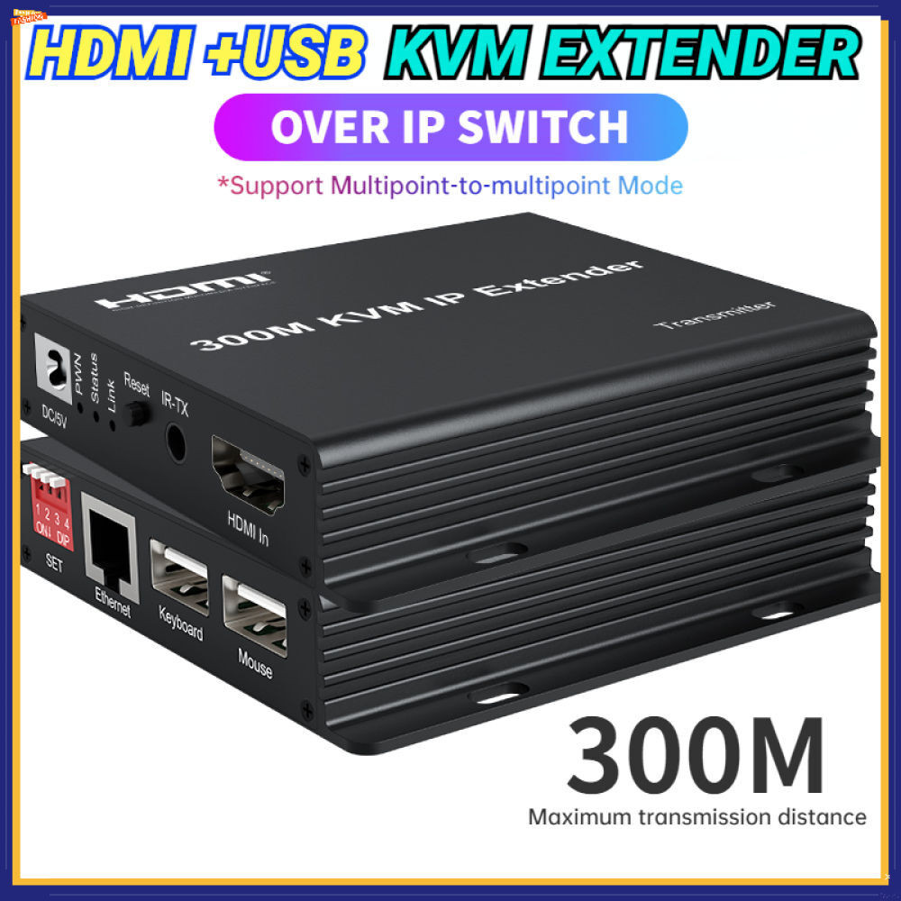 300M HDMI KVM Extender over IP Rj45 Cat5e/6 1080P HDMI USB Ethernet ...