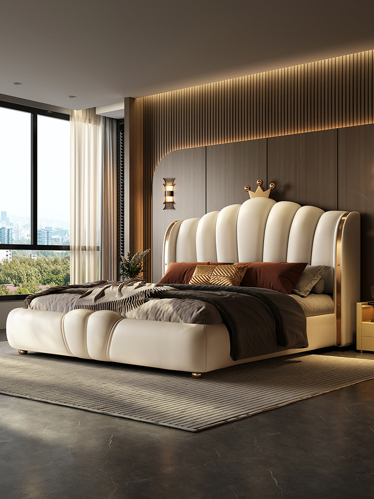 Genuine Leather Bed 2024 New JY High-End Modern Light Luxury Master ...
