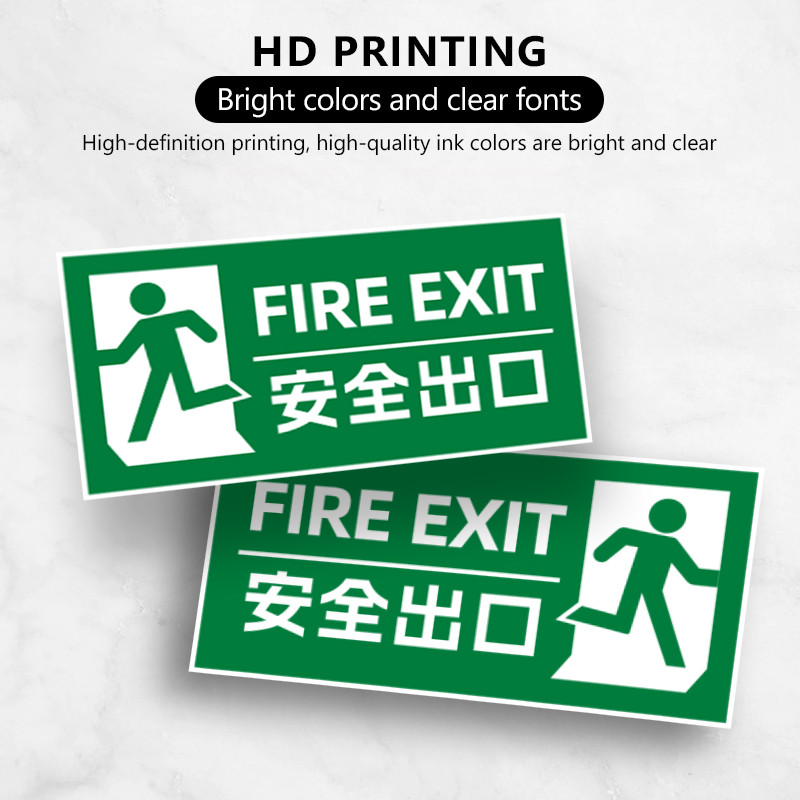 Emergency Exit Signs Door Stairs Fire Safety PVC Sticker Waterproof ...