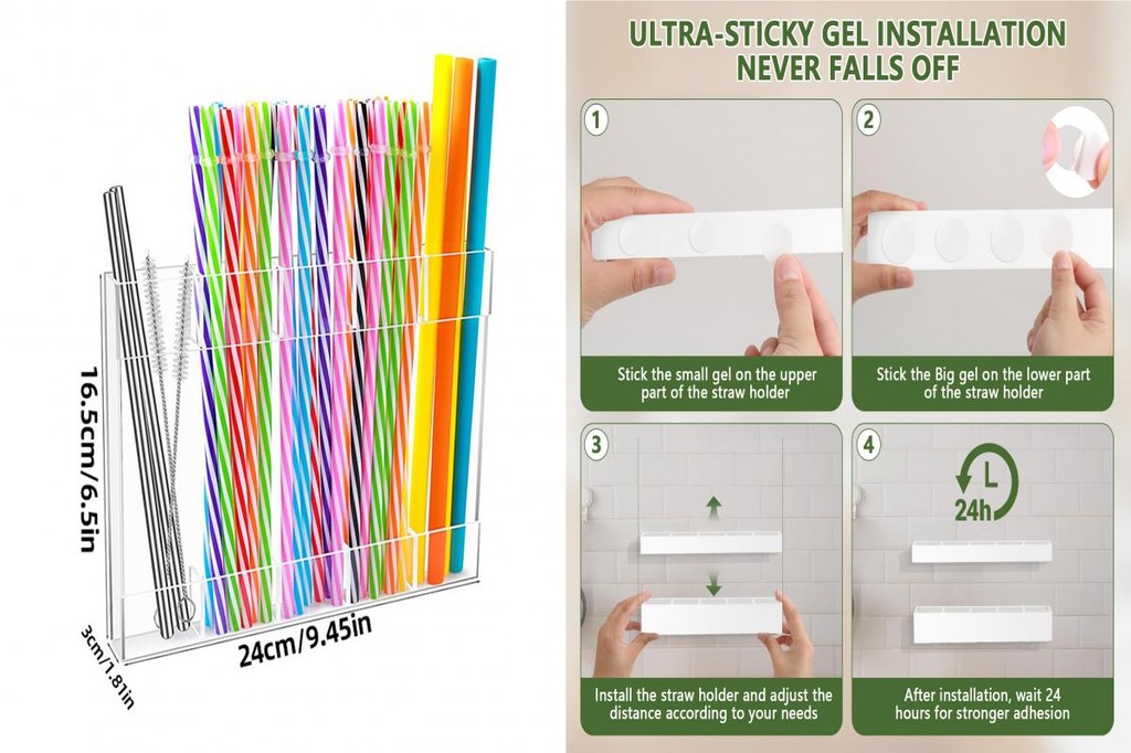 Clear Double-sided Tape for Storage Acrylic Straw Rack Convenient ...