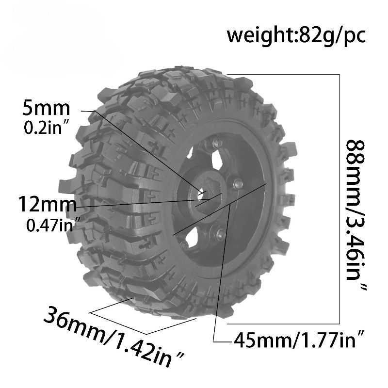 RS Red Spider 1/12 Climbing Car Accessory - 1.9 - inch Plastic - Rim ...