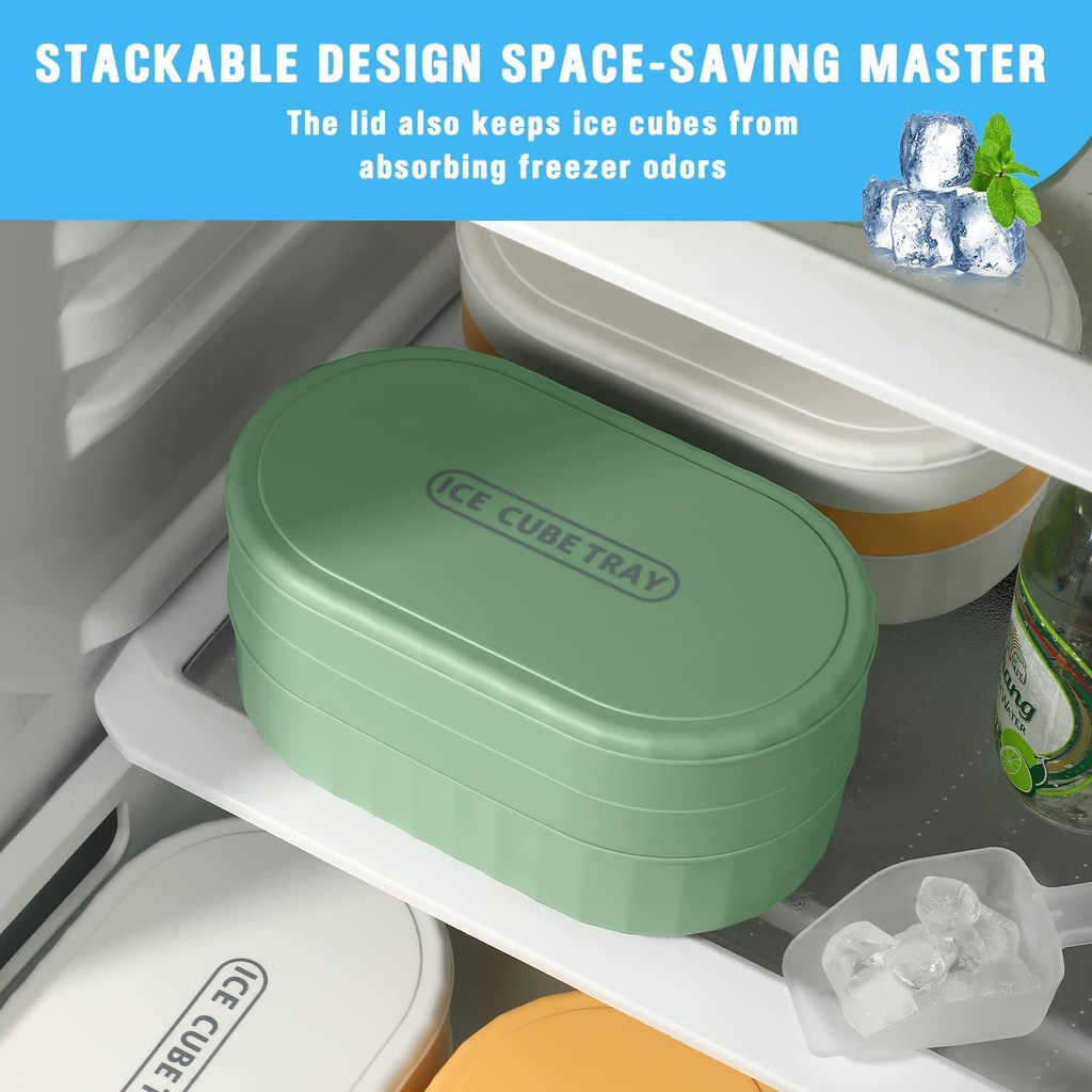 BPA-Free Easy-Release Ice Cube Tray Twin-Pack with Stackable Lids ...