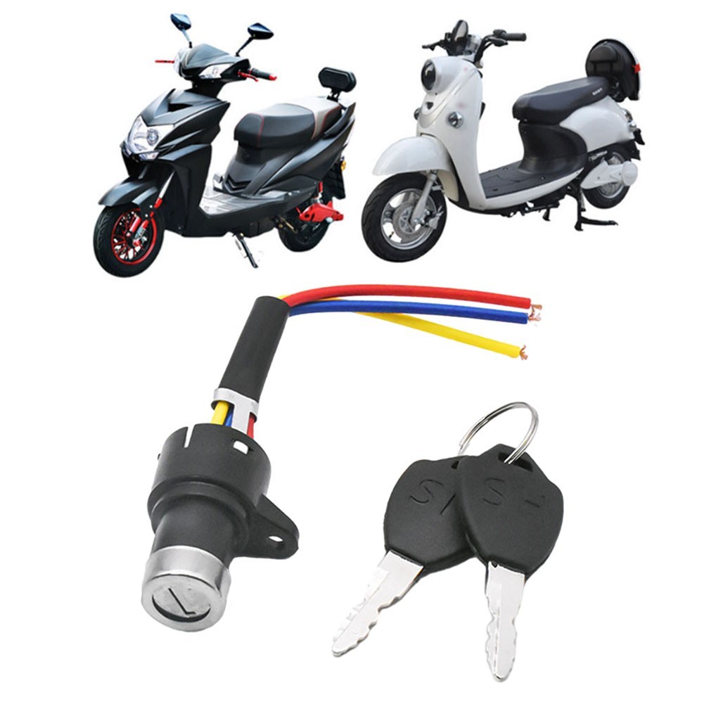 Ignition Key Barrel Switch 3 Wire Position For Electric Scooter E Bike