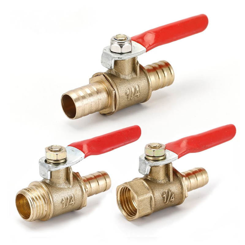 Brass Ball Valves 1/8 1/4 3/8 1/2 Male Female Thread Fittings Barb 6 8 ...
