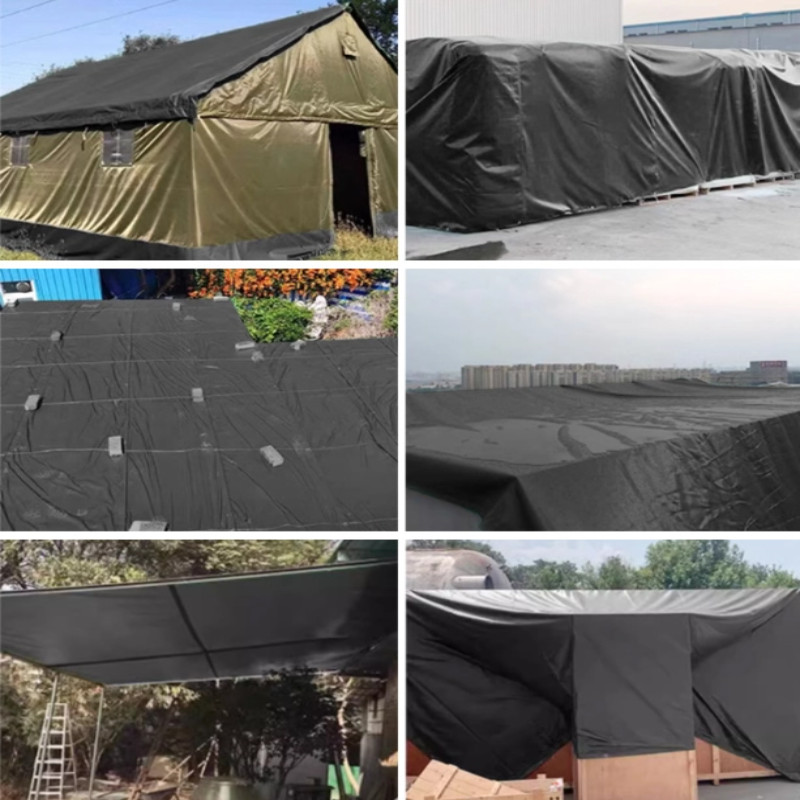 Waterproof Black Canvas Tarpaulin Sunshade Tent Kain Kanvas Khemah ...