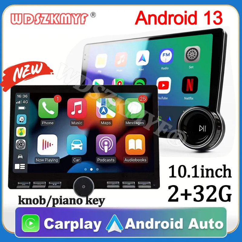 10.1 inch Universal android13 Car Radio Android Auto CarPlay 2din Multimedia Player Dual twist ...