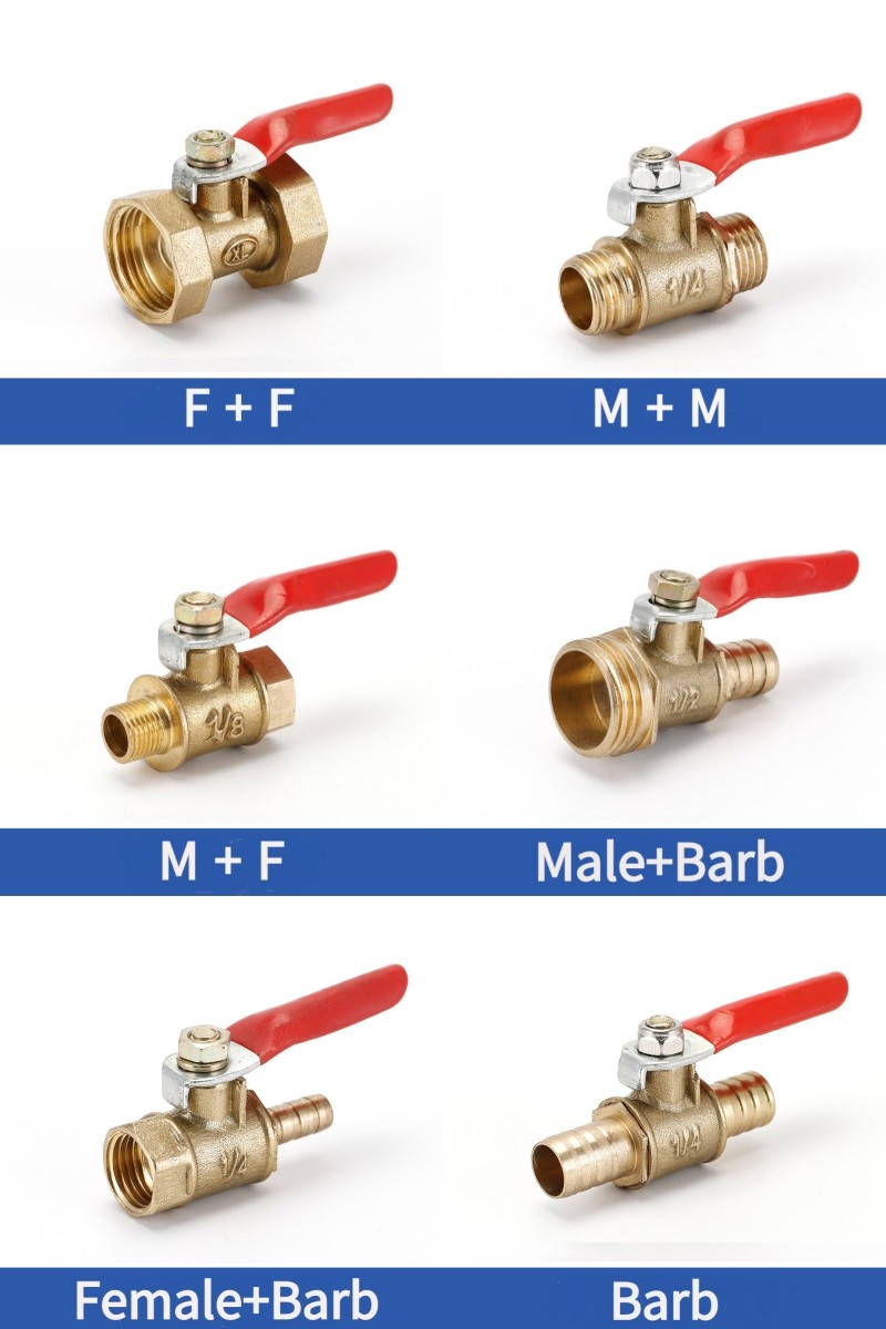 Brass Ball Valves 1/8 1/4 3/8 1/2 Male Female Thread Fittings Barb 6 8 ...