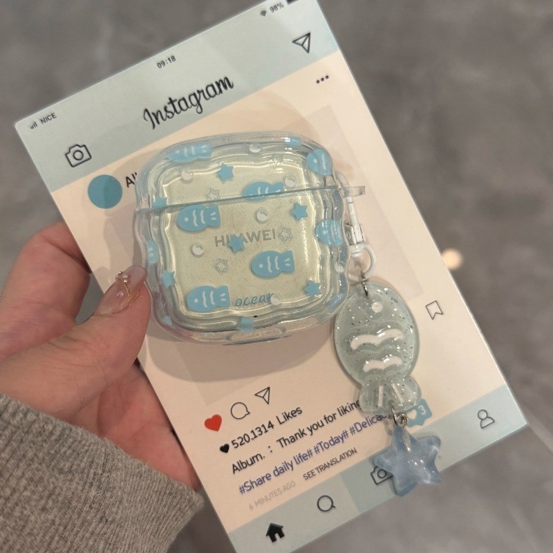 INS Cute Ocean Fish Star Pendant Case For Apple Airpods 1 2 Pro 3 Blue ...