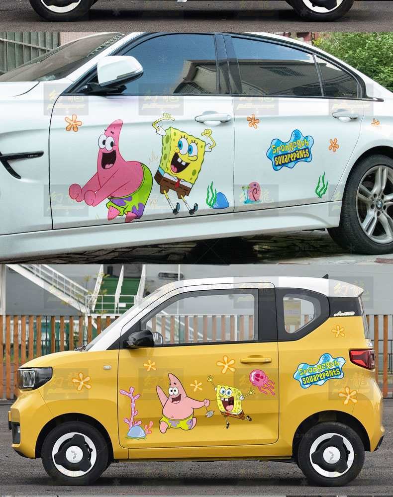 Wuling Mini, Cartoon Car Stickers, SpongeBob, Patrick Star Cute ...