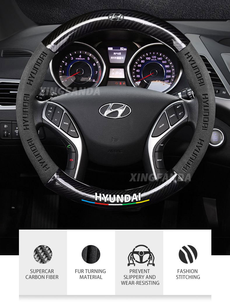 Mercedes-Benz Car Steering Wheel Cover Carbon Fiber Suede 37-38 Cm for ...