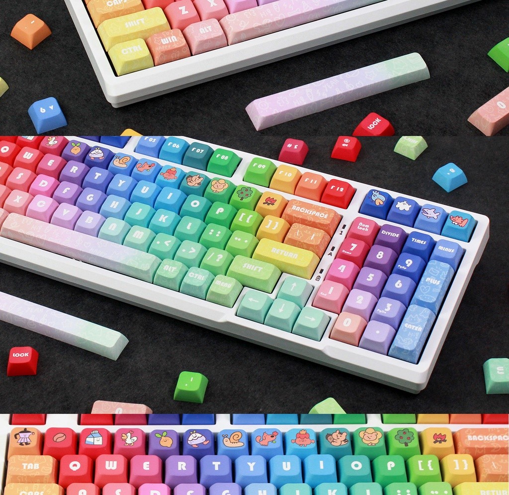 2025 New MOA Rainbow Candy macaron Morandi Gradient Keycaps PBT ...