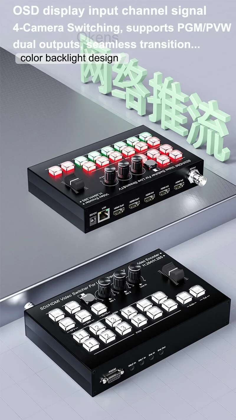 New H.265 SDI HDMI Video Switcher with Live Streaming Encoder Multi ...