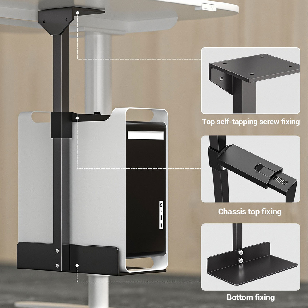 Under Desk Hanging PC Case Holder Adjustable CPU Hanger Stand Bracket ...