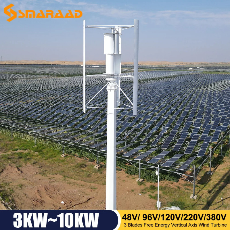 10KW Vertical Wind Turbine Three-Phase 380V Off-grid System 48V-220V ...